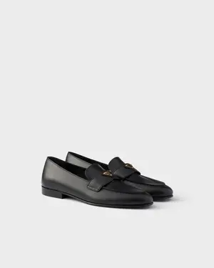 Prada Leather Loafers With Enamel Triangle Logo