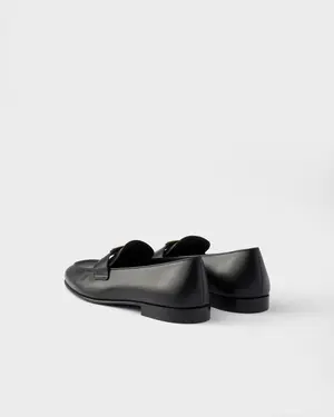 Prada Leather Loafers With Enamel Triangle Logo