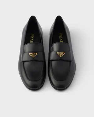 Prada Leather Loafers With Enamel Triangle Logo