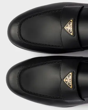 Prada Leather Loafers With Enamel Triangle Logo
