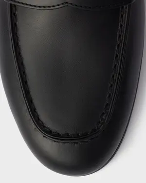 Prada Leather Loafers With Enamel Triangle Logo