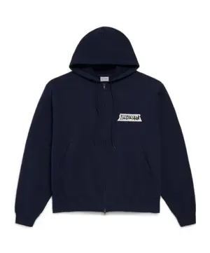Balenciaga Masking Tape Oversized Zip-up Hoodie In Navy - Navy Blue