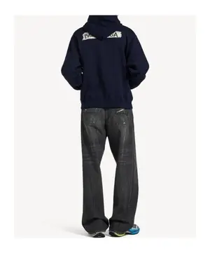 Balenciaga Oversized Zip-up Hoodie - Navy Blue