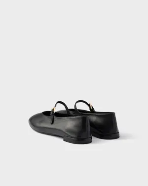 Prada Leather Ballerinas With Buckle Detail