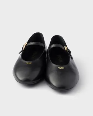 Prada Leather Ballerinas With Buckle Detail
