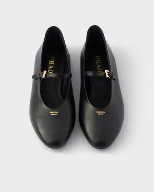 Prada Leather Ballerinas With Buckle Detail