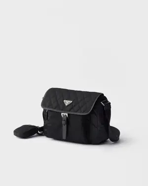 Prada Medium Quilted Re-nylon Shoulder Bag With Saffiano Leather Trim