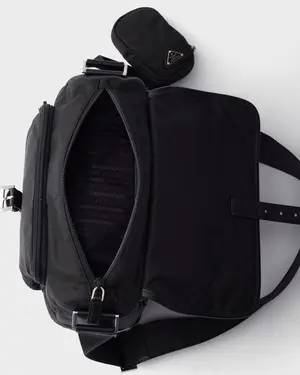 Prada Medium Quilted Re-nylon Shoulder Bag With Saffiano Leather Trim