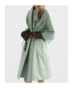 Prada Single-breasted Floral Jacquard Duchesse Coat