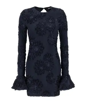 ROTATE BY BIRGER CHRISTENSEN Long Sleeve Dress With 3d Floral Pattern