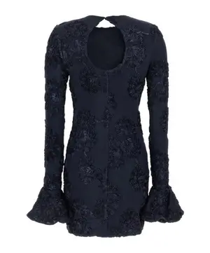 ROTATE BY BIRGER CHRISTENSEN Long Sleeve Dress With 3d Floral Pattern