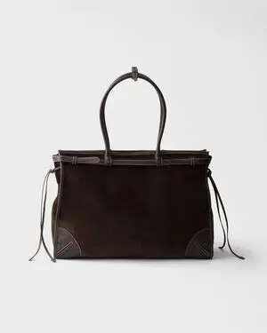 Prada Bonnie Extra Large Corduroy And Leather Handbag