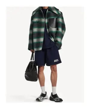 Balenciaga Masking Tape Graphic Shorts - Navy