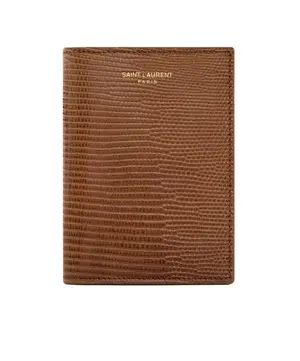 Saint Laurent Credit Card Wallet In Lizard - Brown