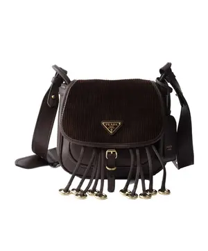 Prada Corsaire Corduroy And Leather Mini Shoulder Bag