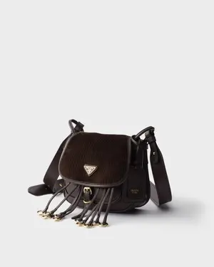 Prada Corsaire Corduroy And Leather Mini Shoulder Bag