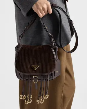 Prada Corsaire Corduroy And Leather Mini Shoulder Bag