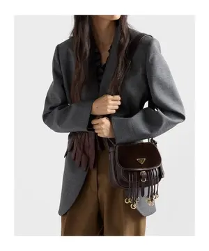 Prada Corsaire Corduroy And Leather Mini Shoulder Bag