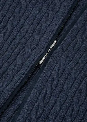 Loro Piana Cable-knit Cashmere Full-zip Cardigan - Dark Blue