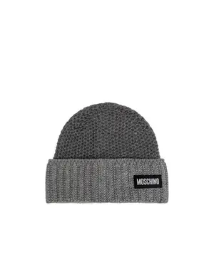 Moschino Patch Knitted Hat - Grey