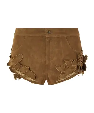 Isabel Marant Étoile Kevana Suede Shorts With Floral Appliqu