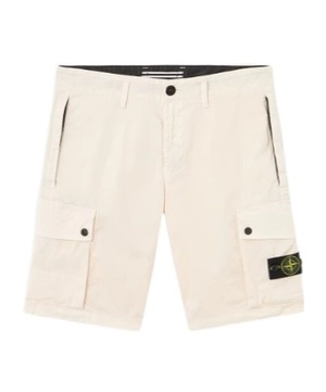 Stone Island Slim-fit Cargo Bermuda Shorts With Zip Pockets - Ivory