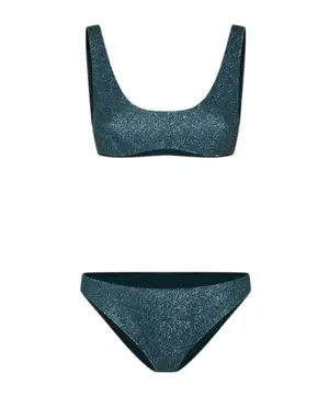 Oseree Metallic Wide-strap Bikini Two-piece Set
