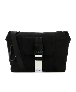 A.p.c. Logo Printed Zipped Shoulder Bag - Black