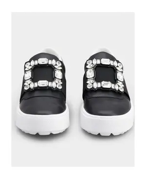 ROGER VIVIER Very Vivier Strass Buckle Sneakers In Leather