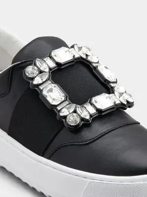 ROGER VIVIER Very Vivier Strass Buckle Sneakers In Leather