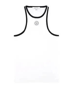 SPORTY  RICH Sporty & Rich Ribbed Tank Top With Black Trim - White