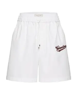 Valentino Garavani Logo Patch Drawstring Shorts - White