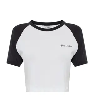 SPORTY  RICH Sporty & Rich Cropped T-shirt - White Black
