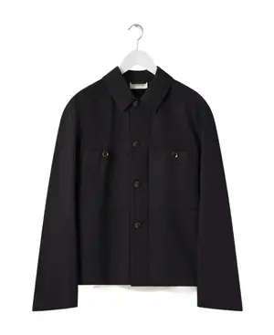 LEMAIRE Long-sleeved Buttoned Overshirt - Black