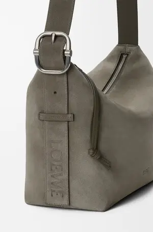 Loewe Medium Loop Hobo In Suede Calfskin