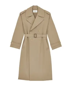 Saint Laurent Trench Coat In Bonded Cotton