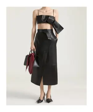 Givenchy Midi Asymmetric Leather Skirt