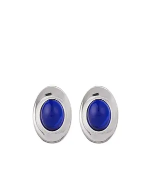 Givenchy Sculpted Gem Earrings In Metal And Resin - Blue/silver