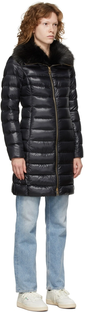 Herno Mid-length Quilted Down Puffer Coat With Fur Trim