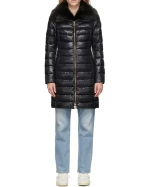 Herno Mid-length Quilted Down Puffer Coat With Fur Trim