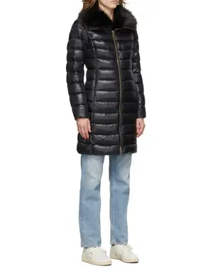 Herno Mid-length Quilted Down Puffer Coat With Fur Trim