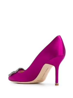 Manolo Blahnik Hangisi Embellished Satin Pumps