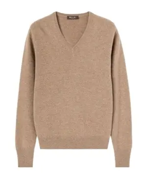 Loro Piana V-neck Cashmere Long-sleeved Sweater - Nude
