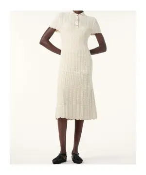 Loro Piana Knit Cap Sleeve Shirt Collar Dress
