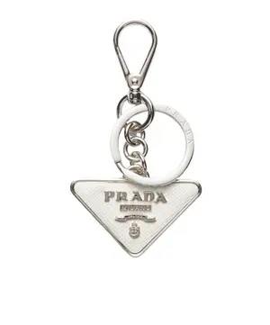 Prada Saffiano Leather And Metal Keychain