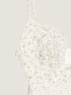Givenchy Cutaway Bodysuit In Knit With Embroidered Pearls