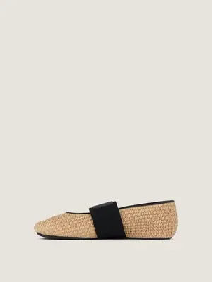 Givenchy Sliced Square Raffia-effect Ballerinas