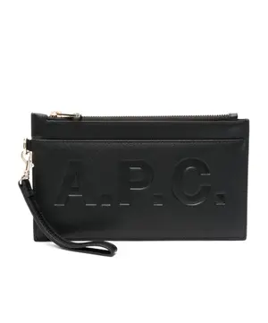 A.p.c. Logo-debossed Zipped Clutch Bag - Black