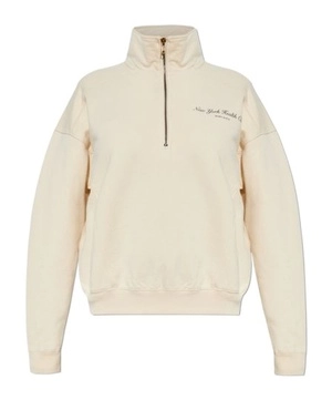 SPORTY  RICH Sporty Rich Logo Printed Half-zipped Sweatshirt - Nude