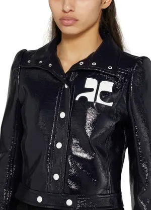 COURREGES Long-sleeved Logo Leather Jacket